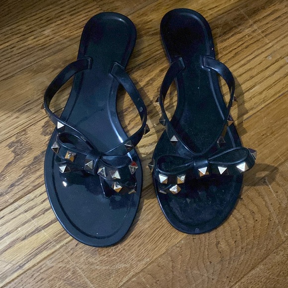 Shoes | Rubber Gold Studs Sandals Flip Flops | Poshmark